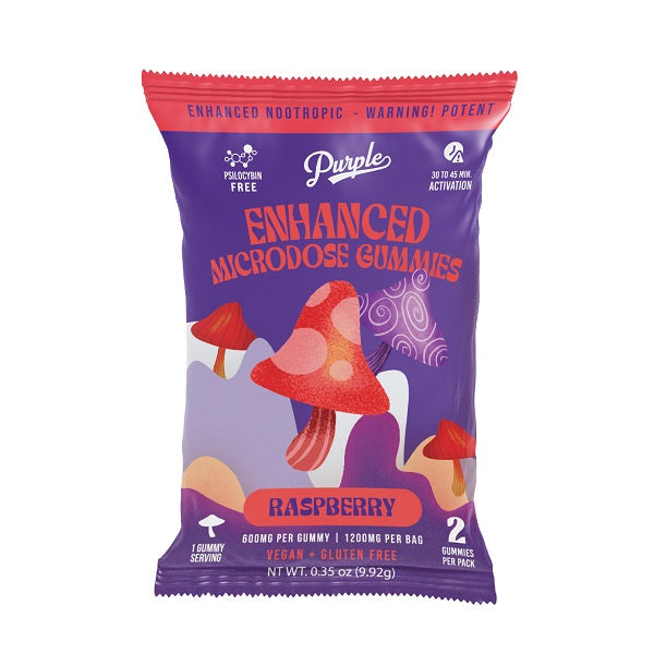 Purple Mushroom Enhanced Microdose Gummies | Raspberry – Purple Organics