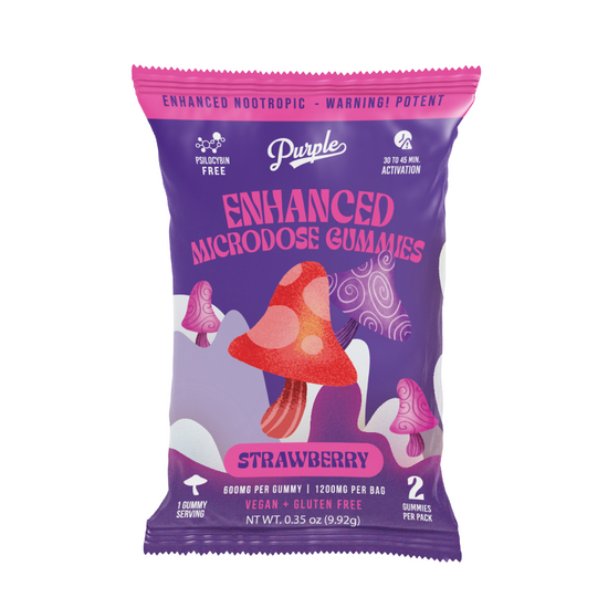 Purple Mushroom Enhanced Microdose Gummies | Strawberry – Purple Organics