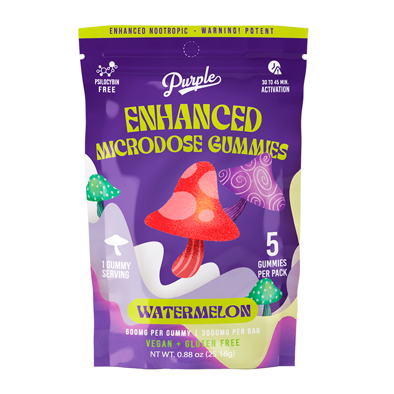Purple Mushroom Enhanced Microdose Gummies | Watermelon – Purple Organics