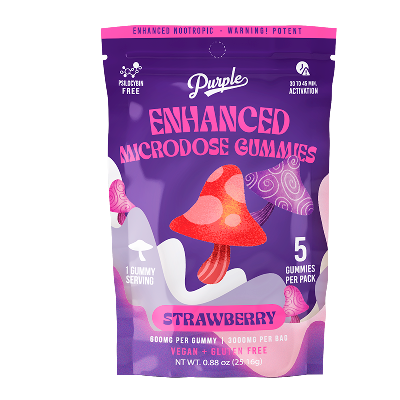Purple Mushroom Enhanced Microdose Gummies | Strawberry – Purple Organics