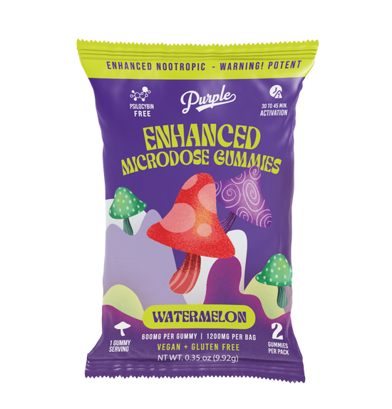 Purple Mushroom Enhanced Microdose Gummies | Watermelon – Purple Organics