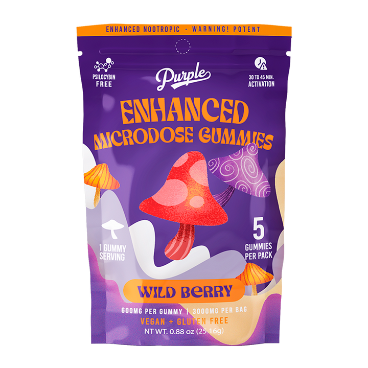 Purple Mushroom Enhanced Microdose Gummies | Strawberry – Purple Organics