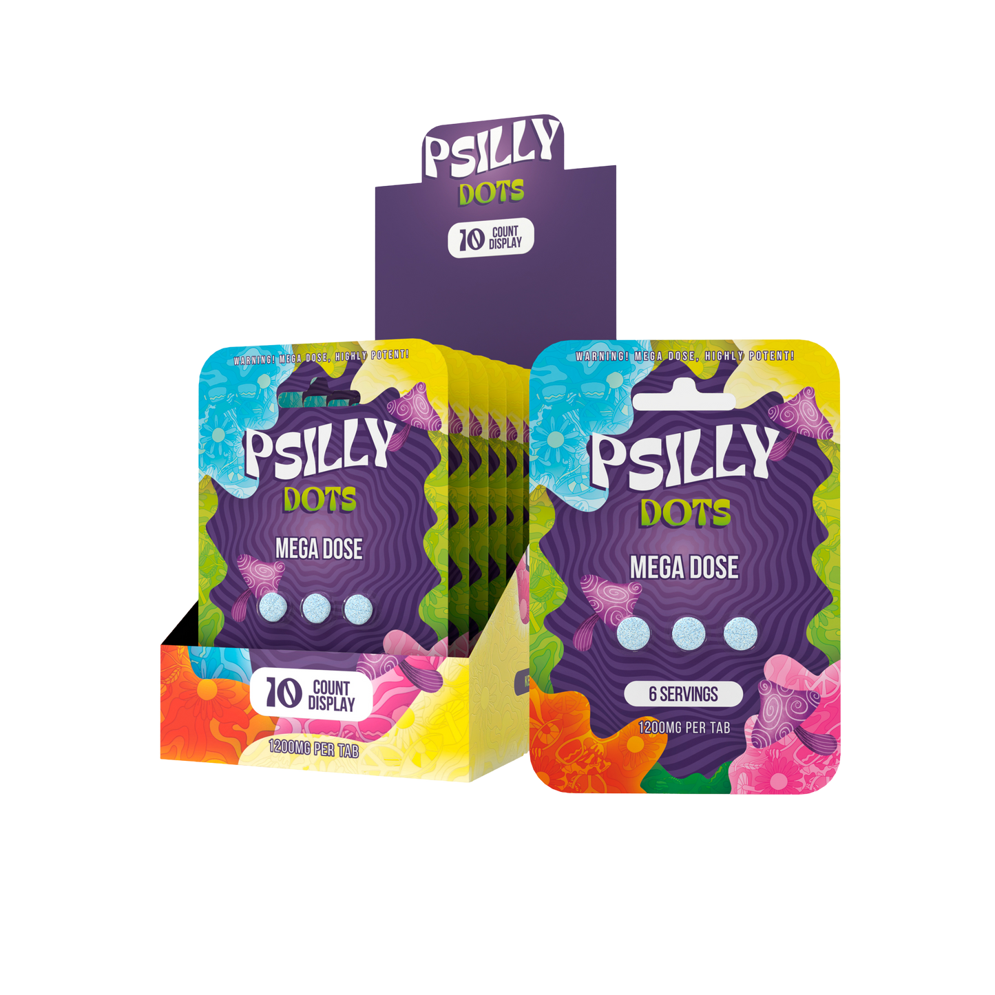 Party Pack | Psilly Dots Mega Dose 1200mg Tabs | 10 Count Display ...